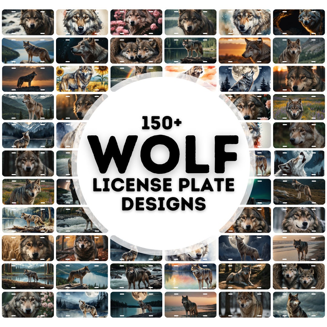 150+ Wolf License Plate Sublimation Designs Png, License Plate ...