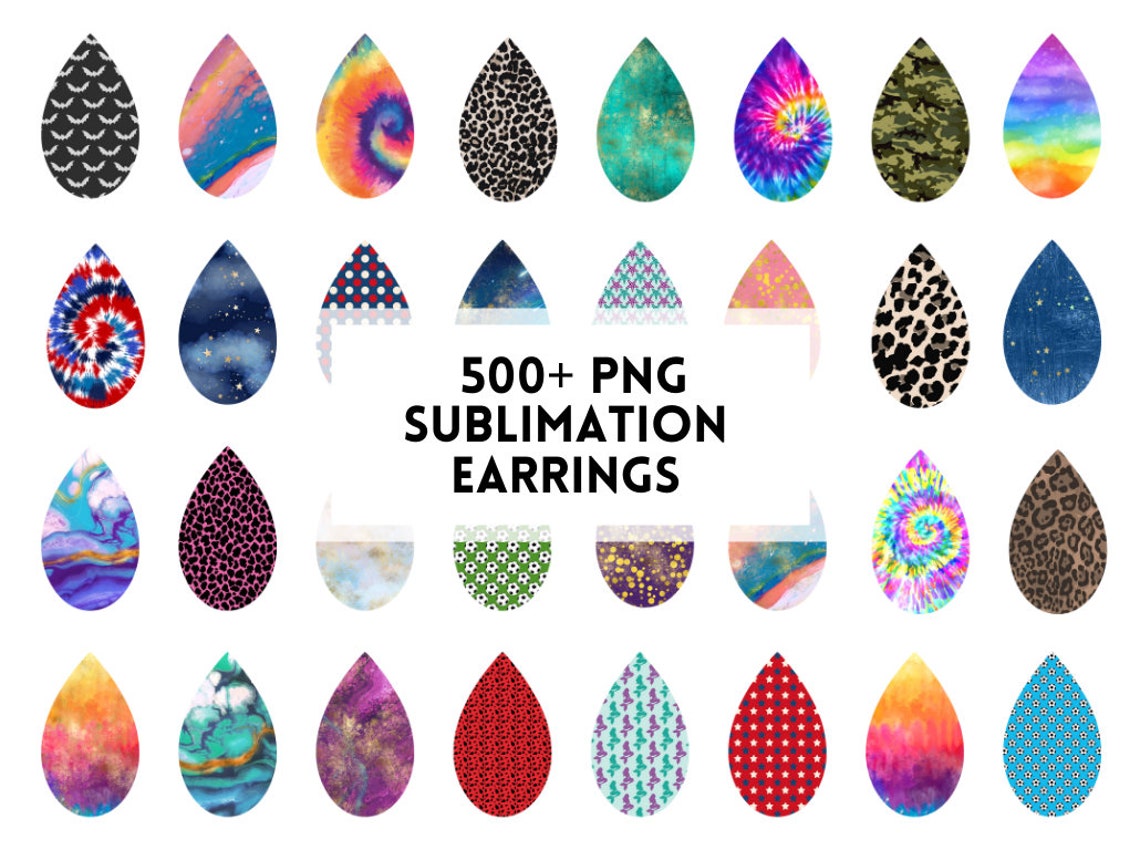 500+ Sublimation Earring Designs Template Bundle, Sublimation Earring ...