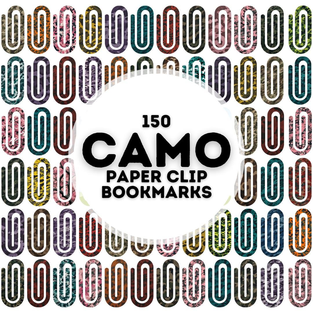 150 Camo Paper Clip Book Mark Sublimation Design, Paper Clip Book Mark ...