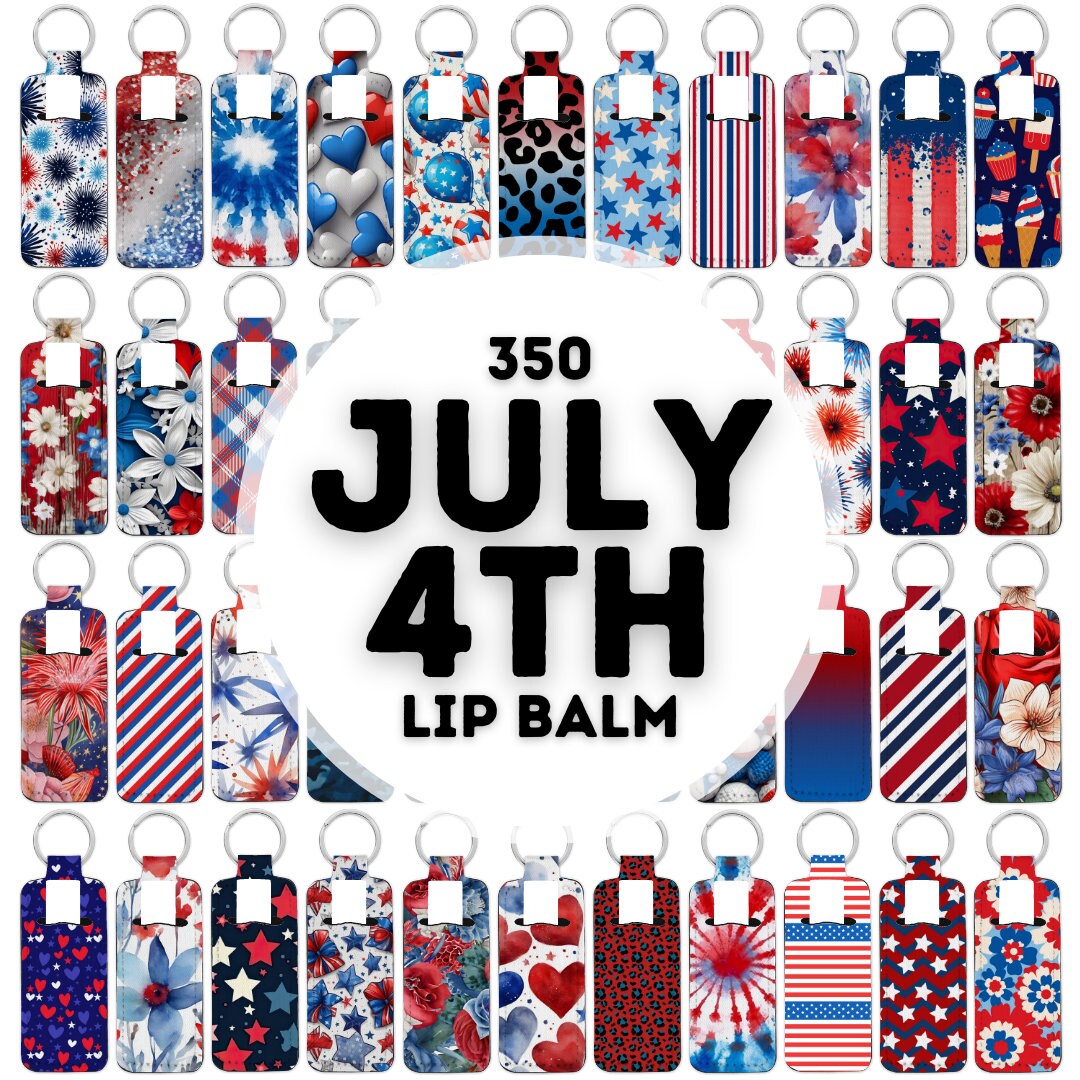350 July 4th Skinny Lip Balm Sublimation Design Bundle, Lip Balm Bundle ...