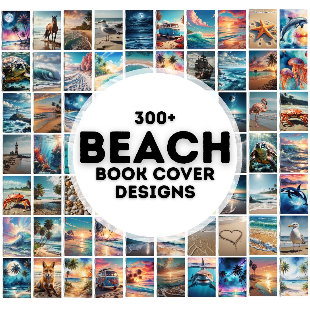300 Beach Book Cover Sublimation Designs, Book Cover Bundle, Book Cover ...