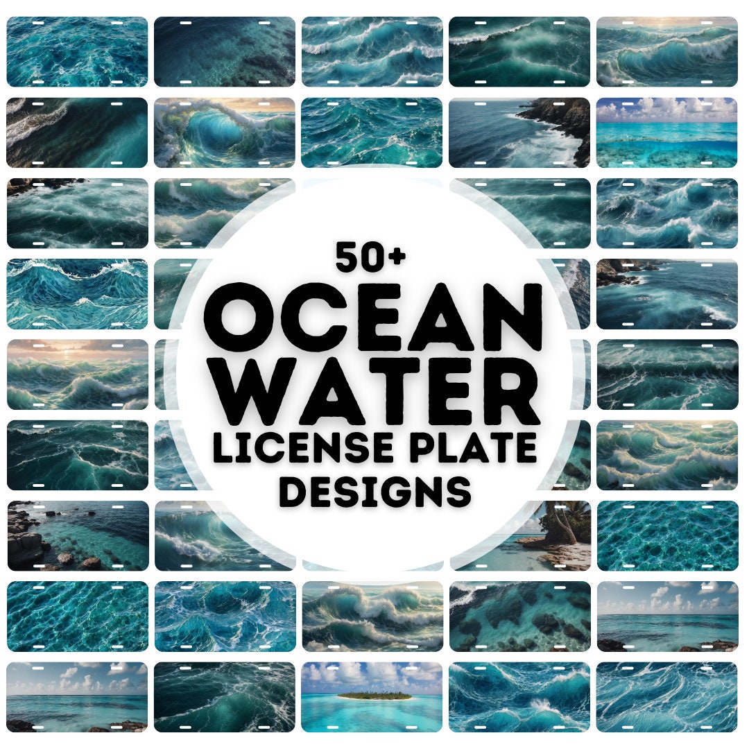 50+ Ocean Water License Plate Sublimation Designs Png, License Plate ...