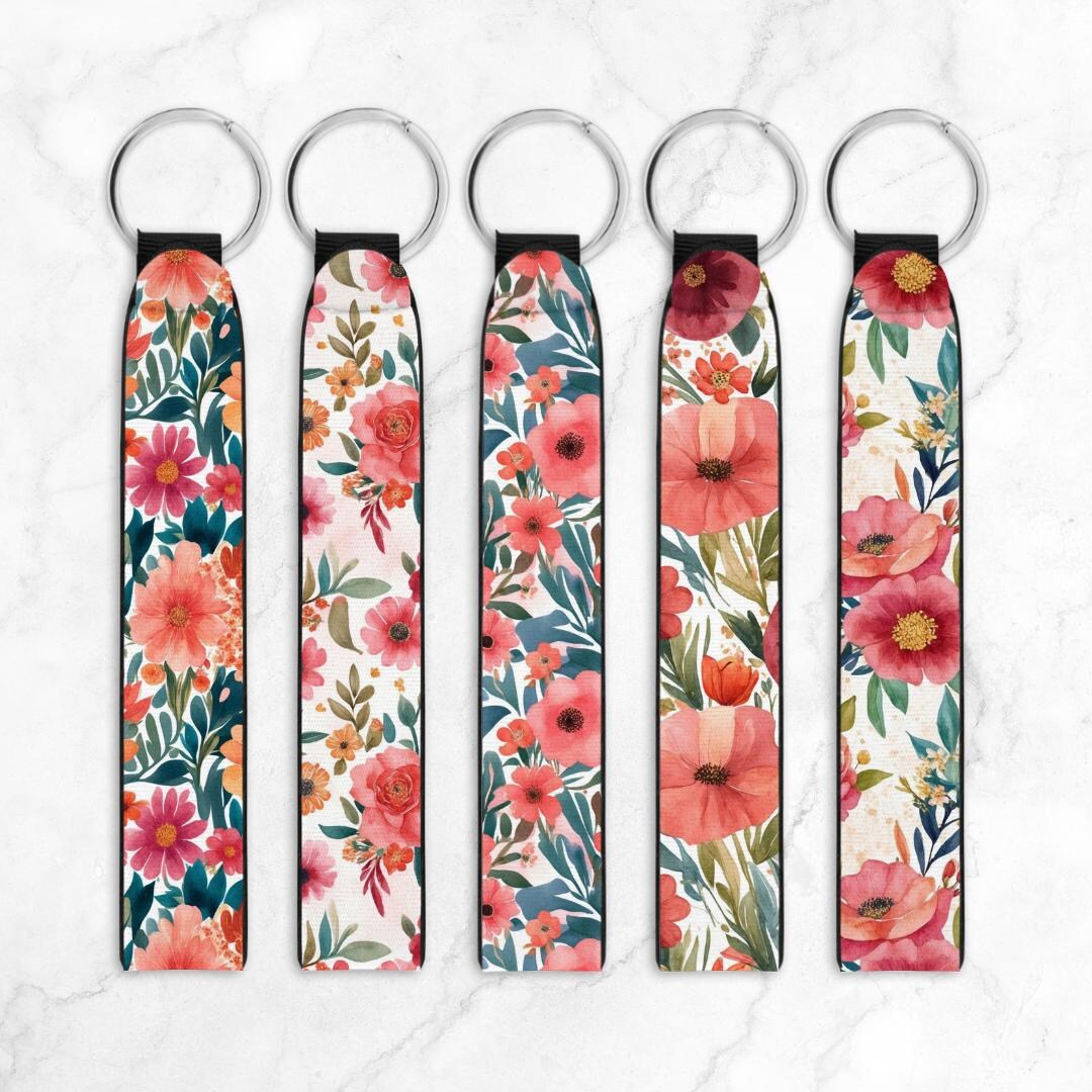 5 Flower Key Fob Sublimation Designs Png, Key Fob Sublimation Designs ...