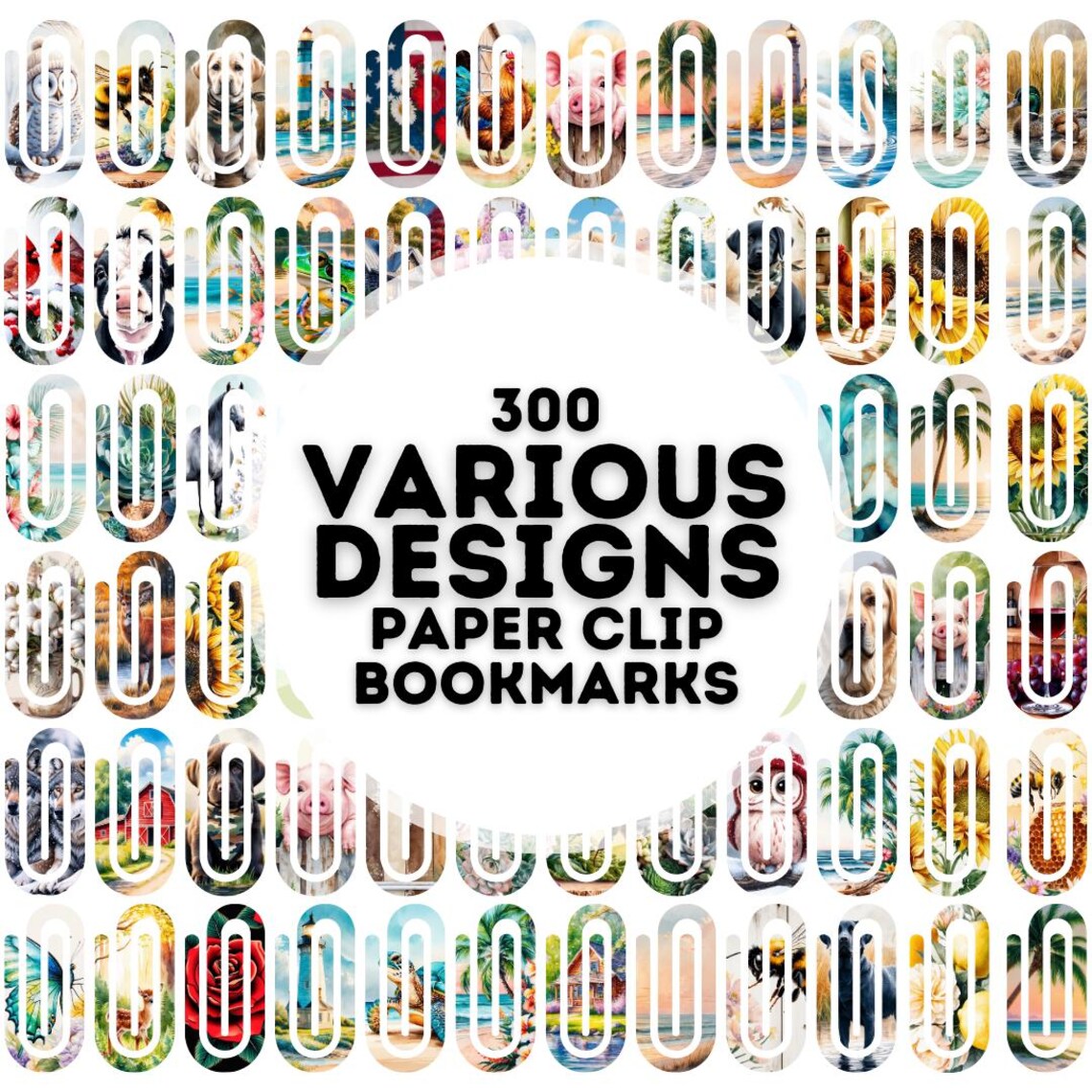 300 Various Designs Paper Clip Book Mark Sublimation Design, Paper Clip ...
