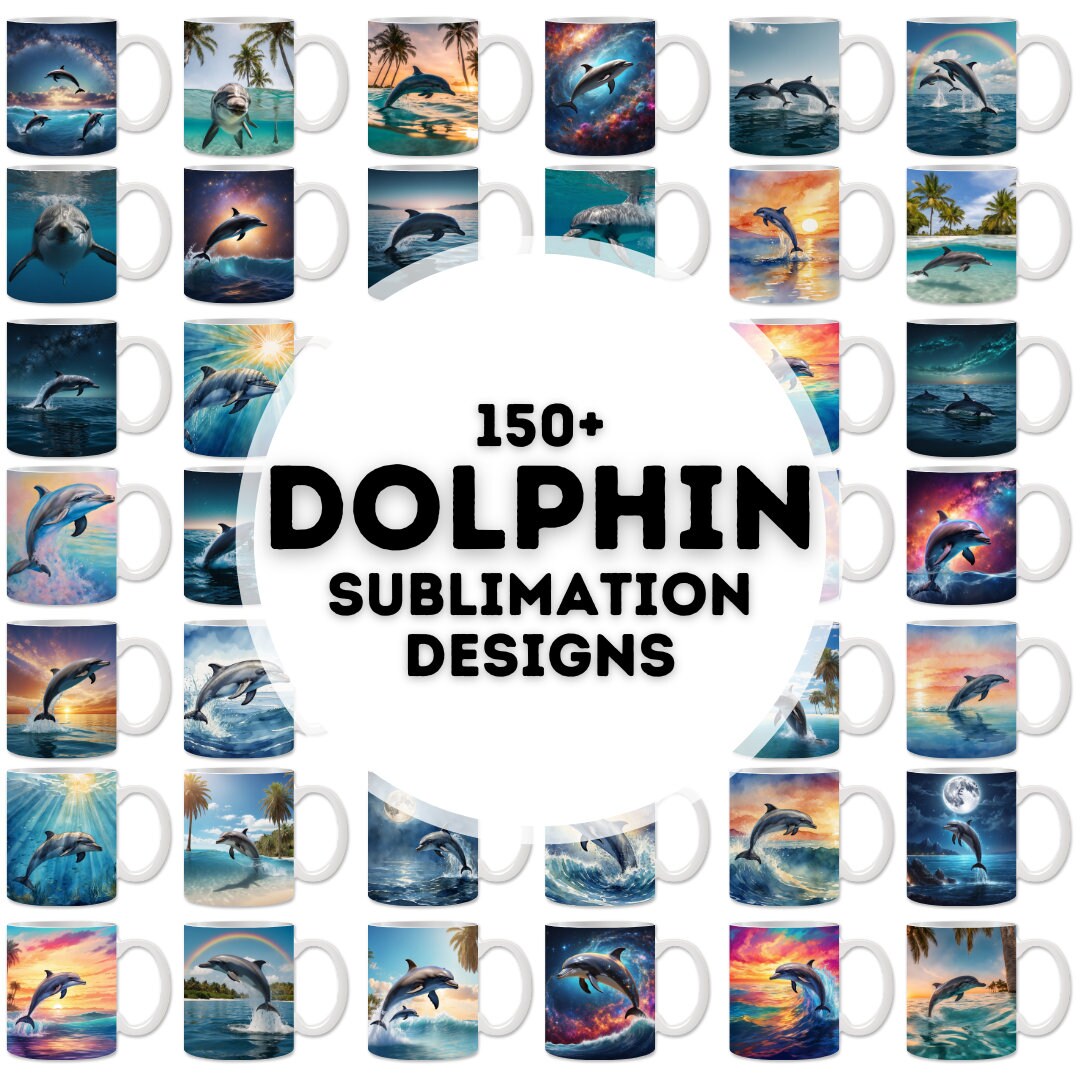 150+ Dolphin Mug Sublimation Designs, Mug Wrap Bundle, Designs for Mug ...