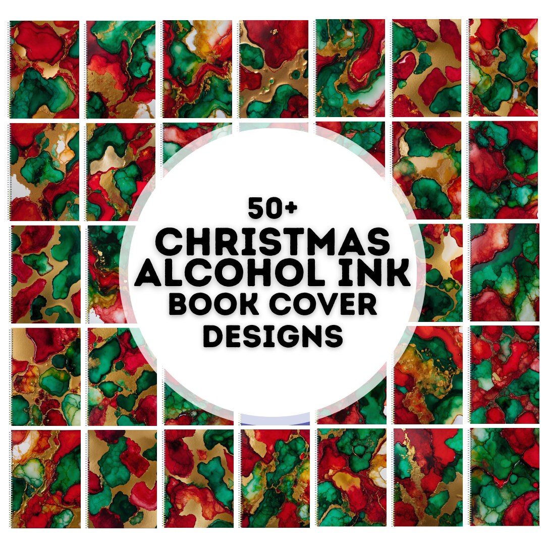 50 Christmas Alcohol Ink Book Cover Sublimation Designs, Book Cover ...