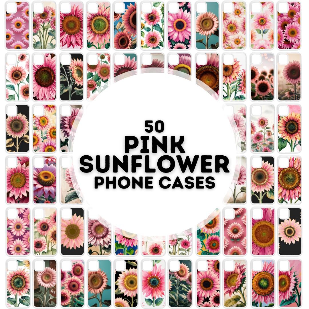 50 Pink Sunflower Phone Case Sublimation Designs, Phone Case Png Bundle ...