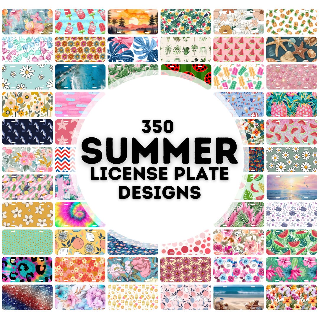 350 Summer License Plate Sublimation Designs Png, License Plate ...