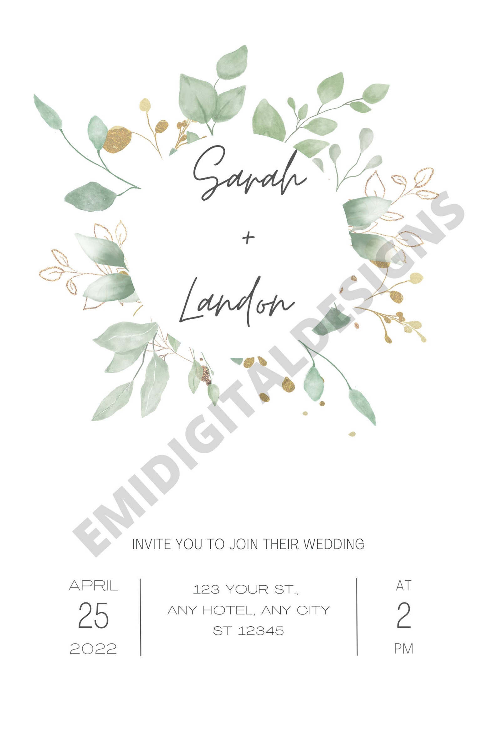 Digital Custom WEDDING INVITATION Editable on Canva Digital Wedding ...