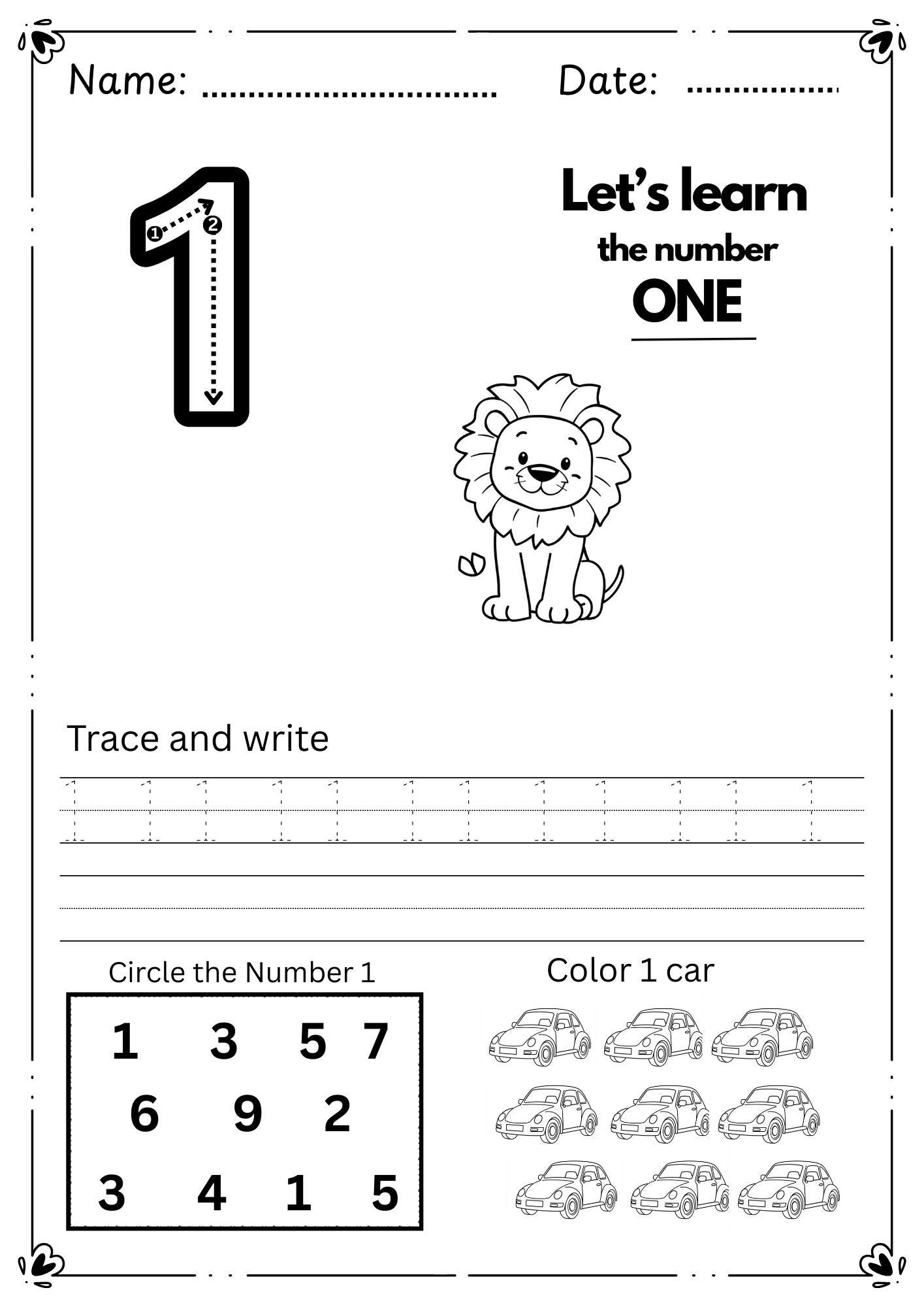 1-10 Number Tracing, Preschool Worksheet Printable, Handwriting ...