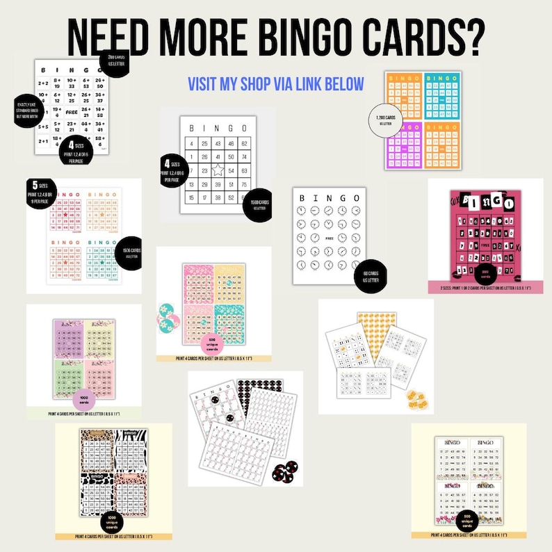 250 Printable UK 1-90 Bingo Cards | A4 PDF | Instant Download | for ...