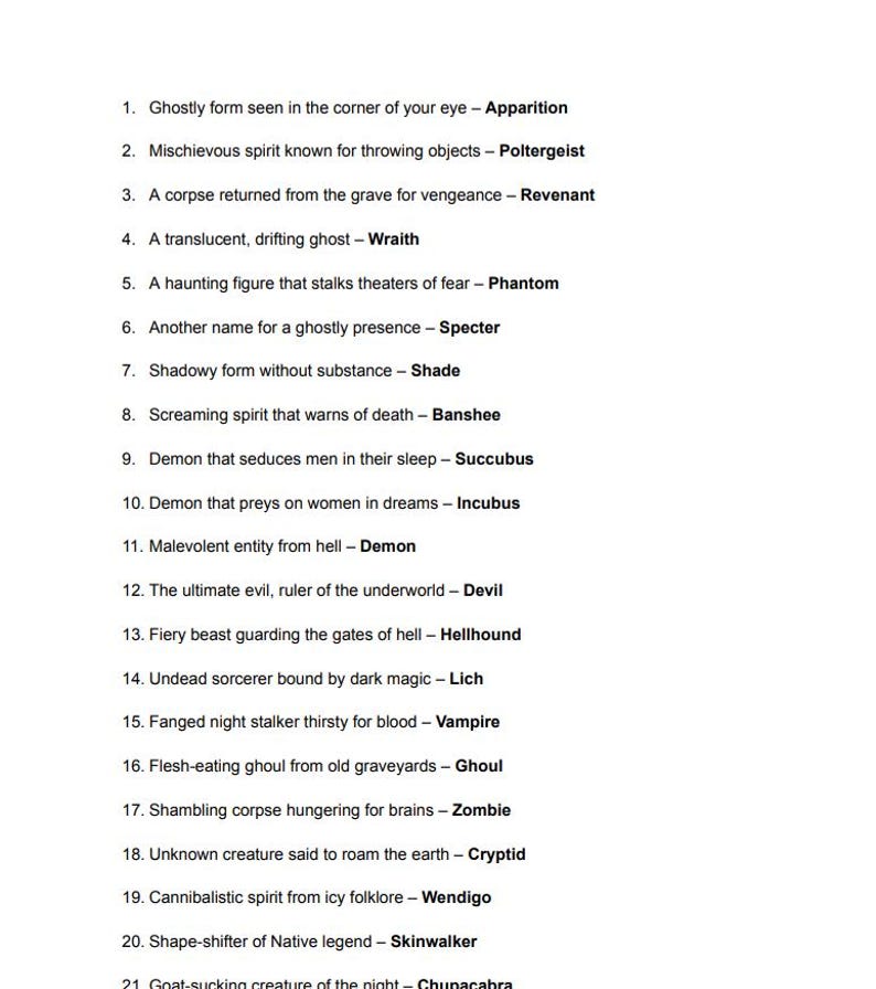 Mega Horror Crossword Puzzle: 200 Clues, Printable Halloween Game ...