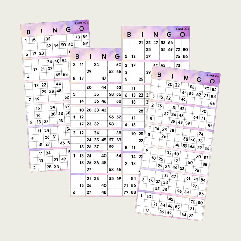 250 Printable UK Bingo Cards PDF | 1 - 90 | Instant Download A4 ...