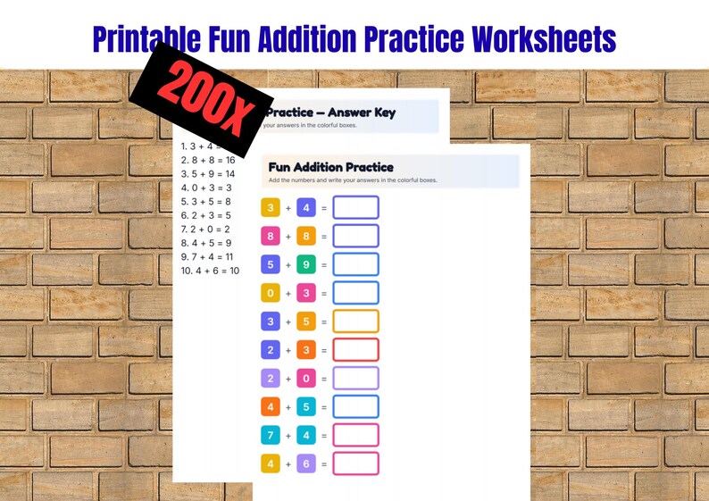 Fun Addition Worksheets: 200 Printable Pages for Kindergarten Math ...