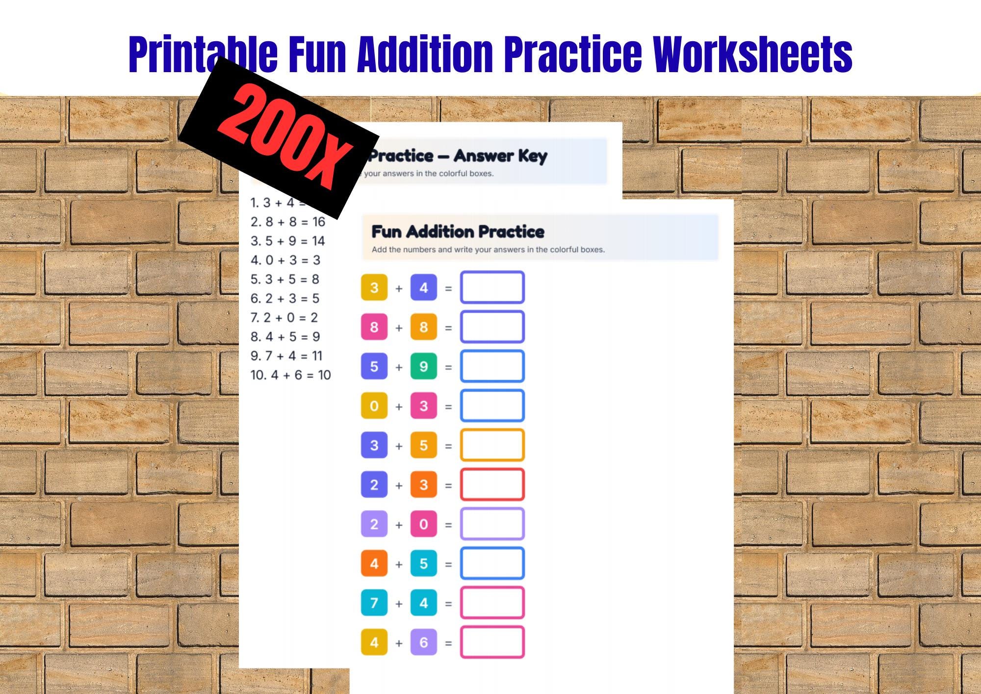Fun Addition Worksheets: 200 Printable Pages for Kindergarten Math ...