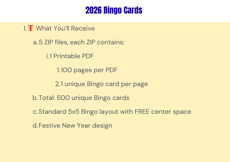 2026 Bingo Card Printable | Instant Download | NYE Party, Family Game ...