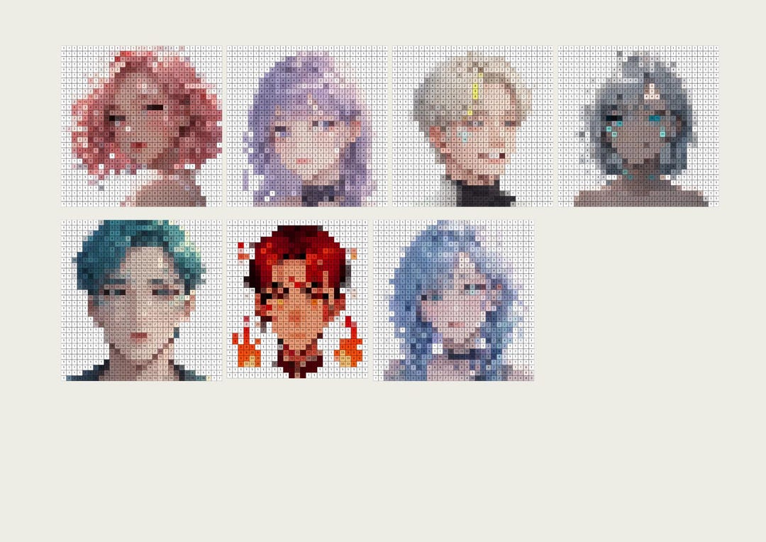 Anime Color by Number Bundle| DIY Wall Art Pattern | PDF Instant ...