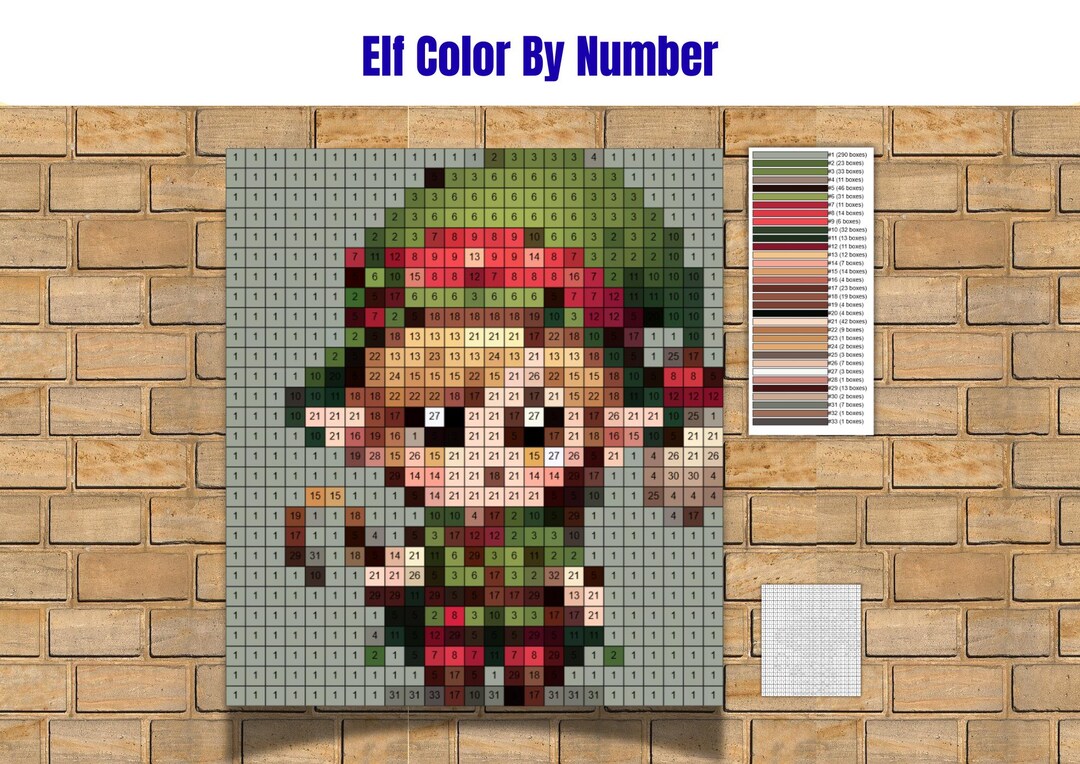 Elf Color by Number | Pixel Art | Kids' Craft Activity Printable | Wall ...