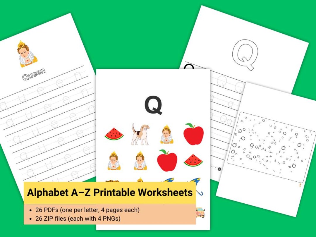 Alphabet A-Z Printable Worksheets: Tracing & Matching Practice (PDF ...