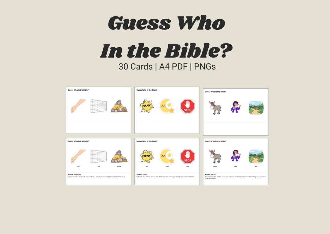 Guess Who in the Bible Card Game | Christian Trivia (digital Download ...