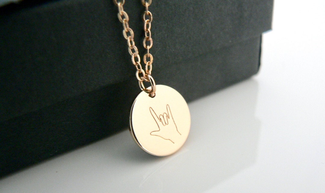 Gold I Love You ASL Hand Gesture Necklace: Dainty Charm - Etsy