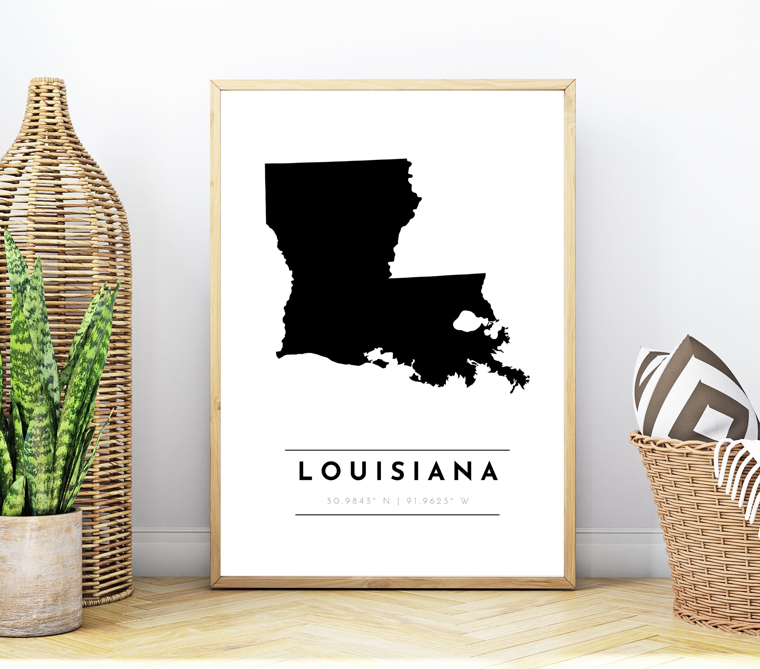 Louisiana State Map Print | Map of Louisiana | Digital Wall Art ...