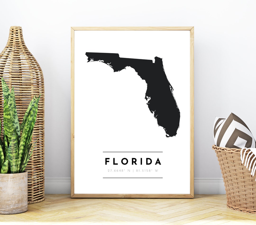 Florida State Map Print | Map of Florida | Digital Wall Art | Printable ...