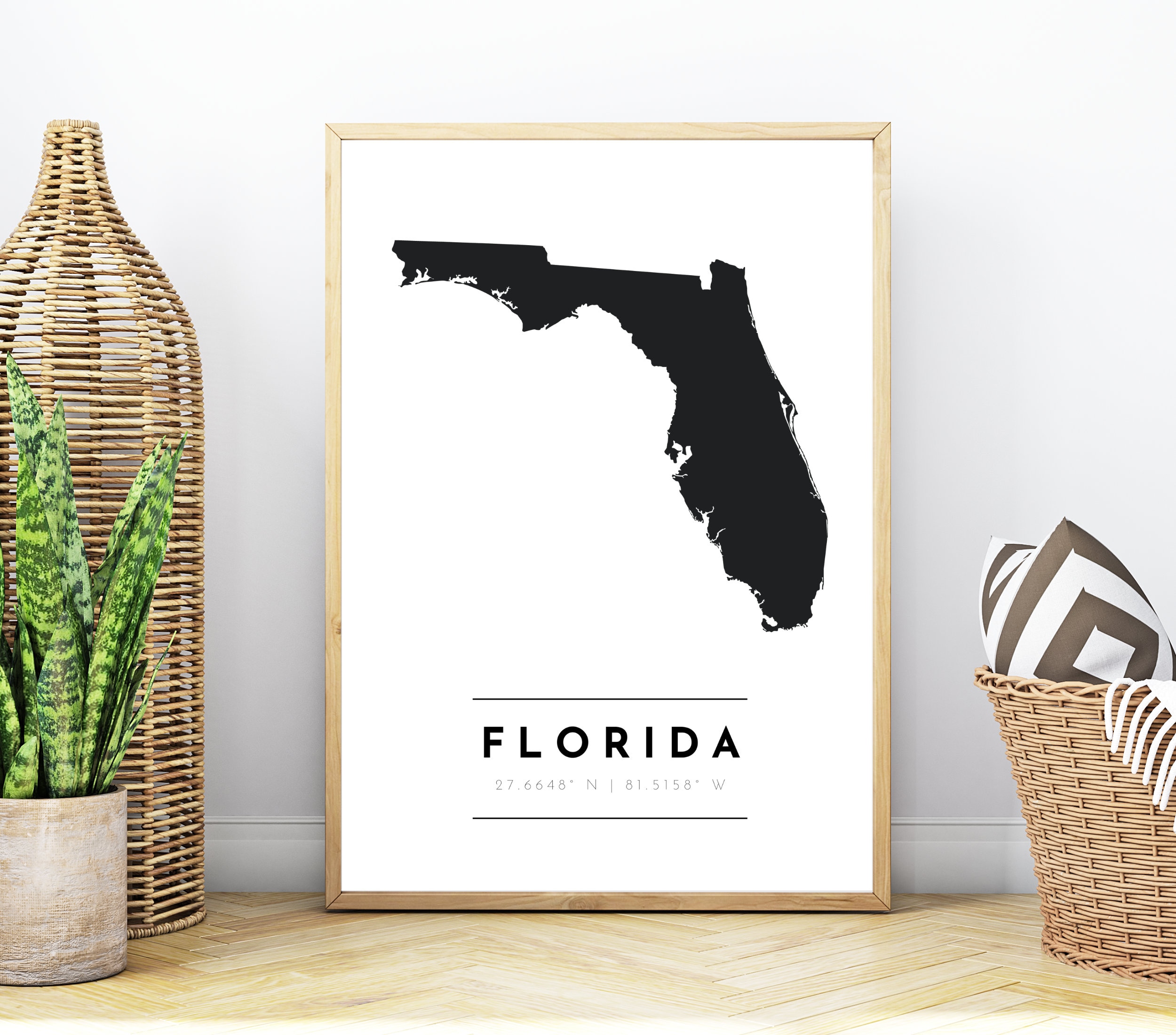 Florida State Map Print | Map of Florida | Digital Wall Art | Printable ...
