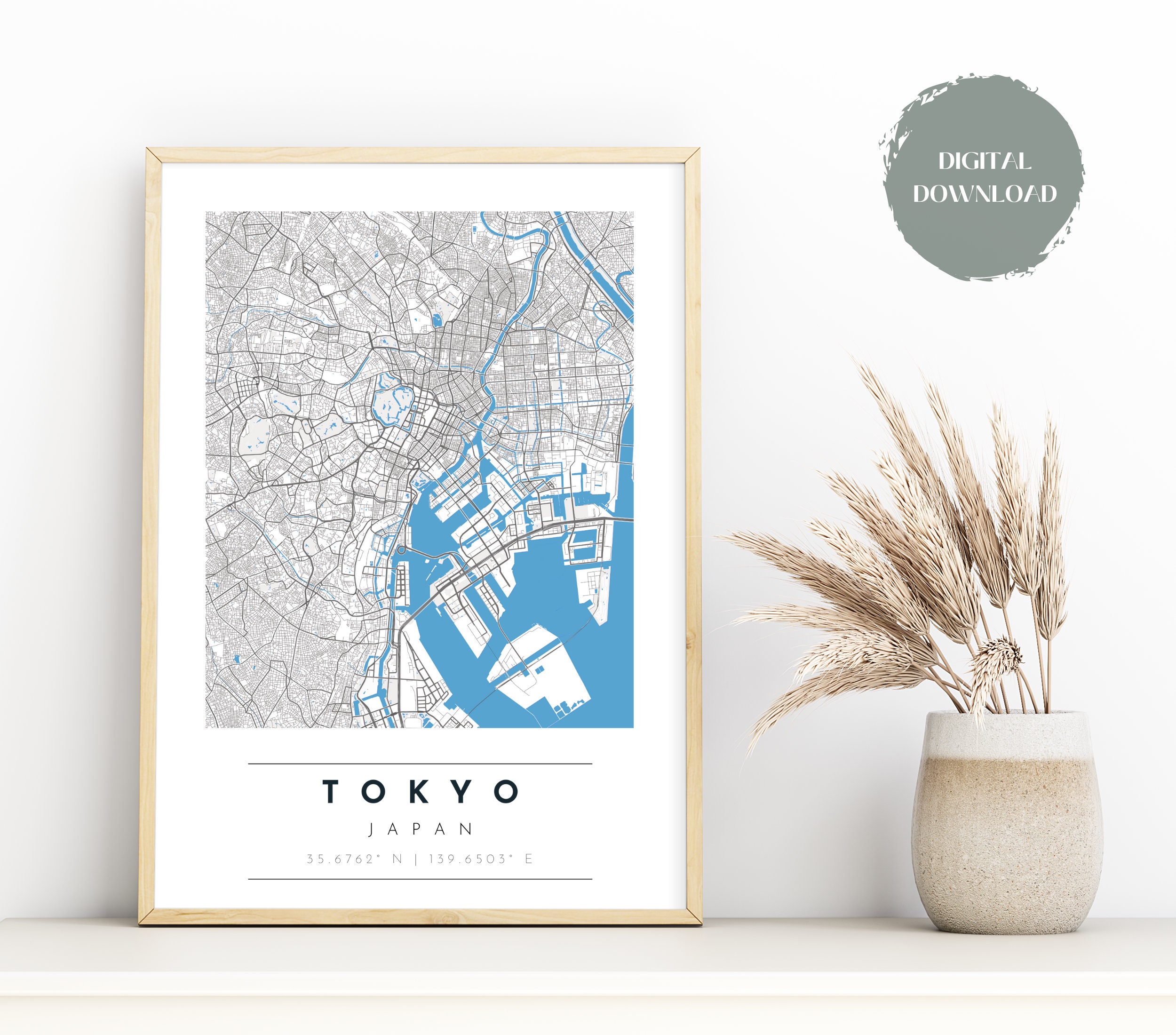 Tokyo City Map Print | Map of Tokyo | Digital Wall Art | Printable ...