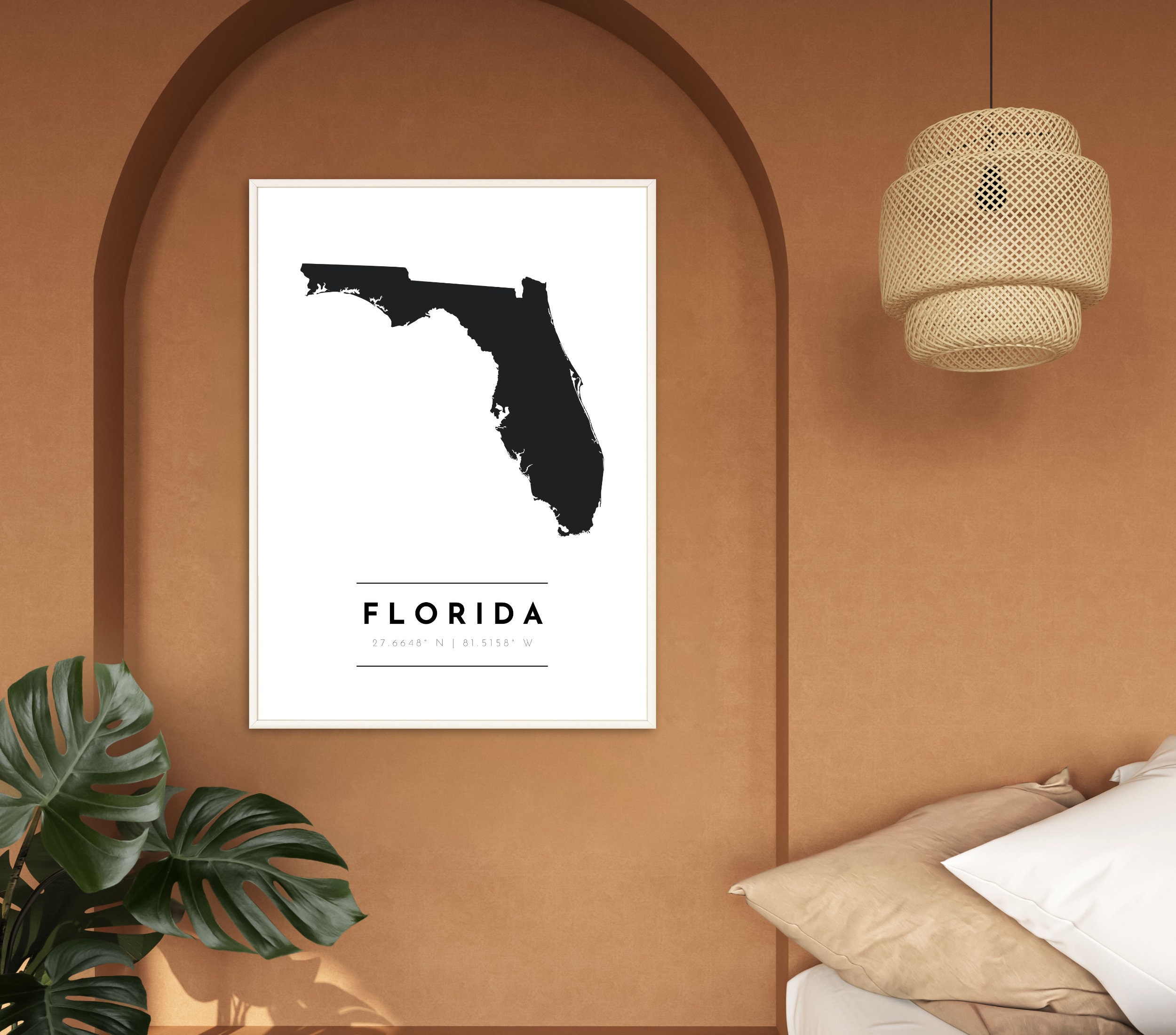 Florida State Map Print Map of Florida Digital Wall Art Printable ...