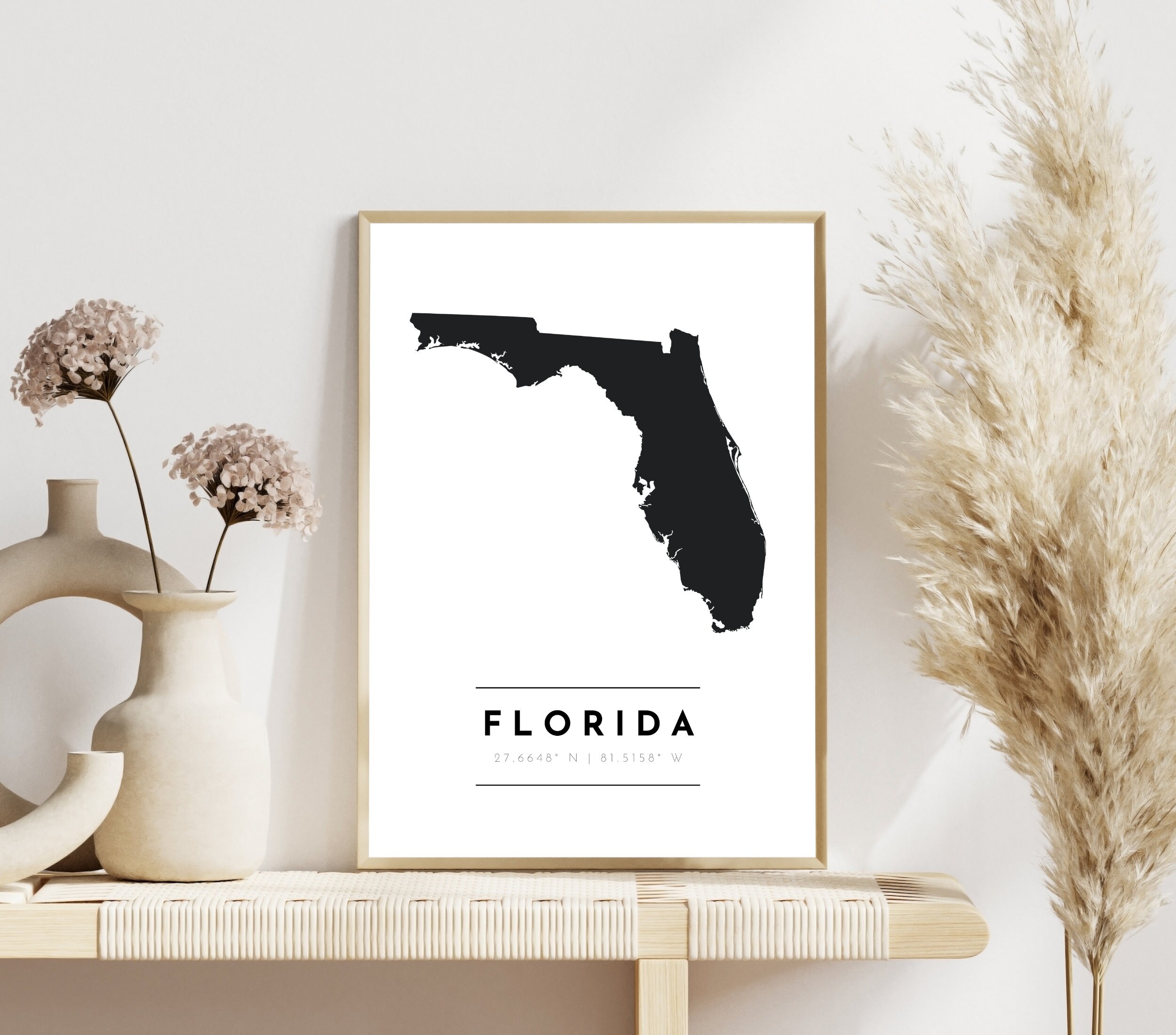 Florida State Map Print | Map of Florida | Digital Wall Art | Printable ...