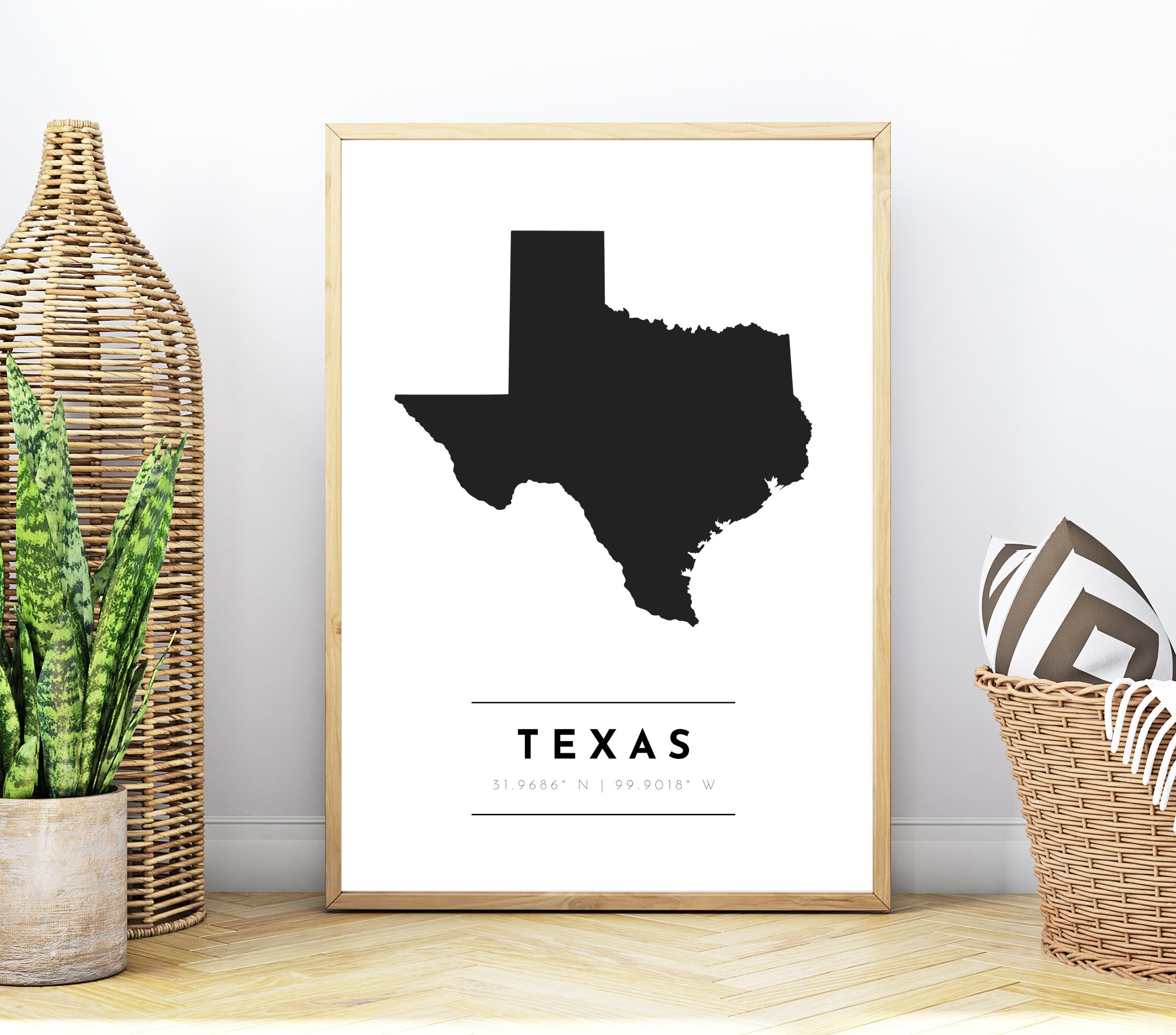 Texas State Map Print | Map of Texas | Digital Wall Art | Printable ...