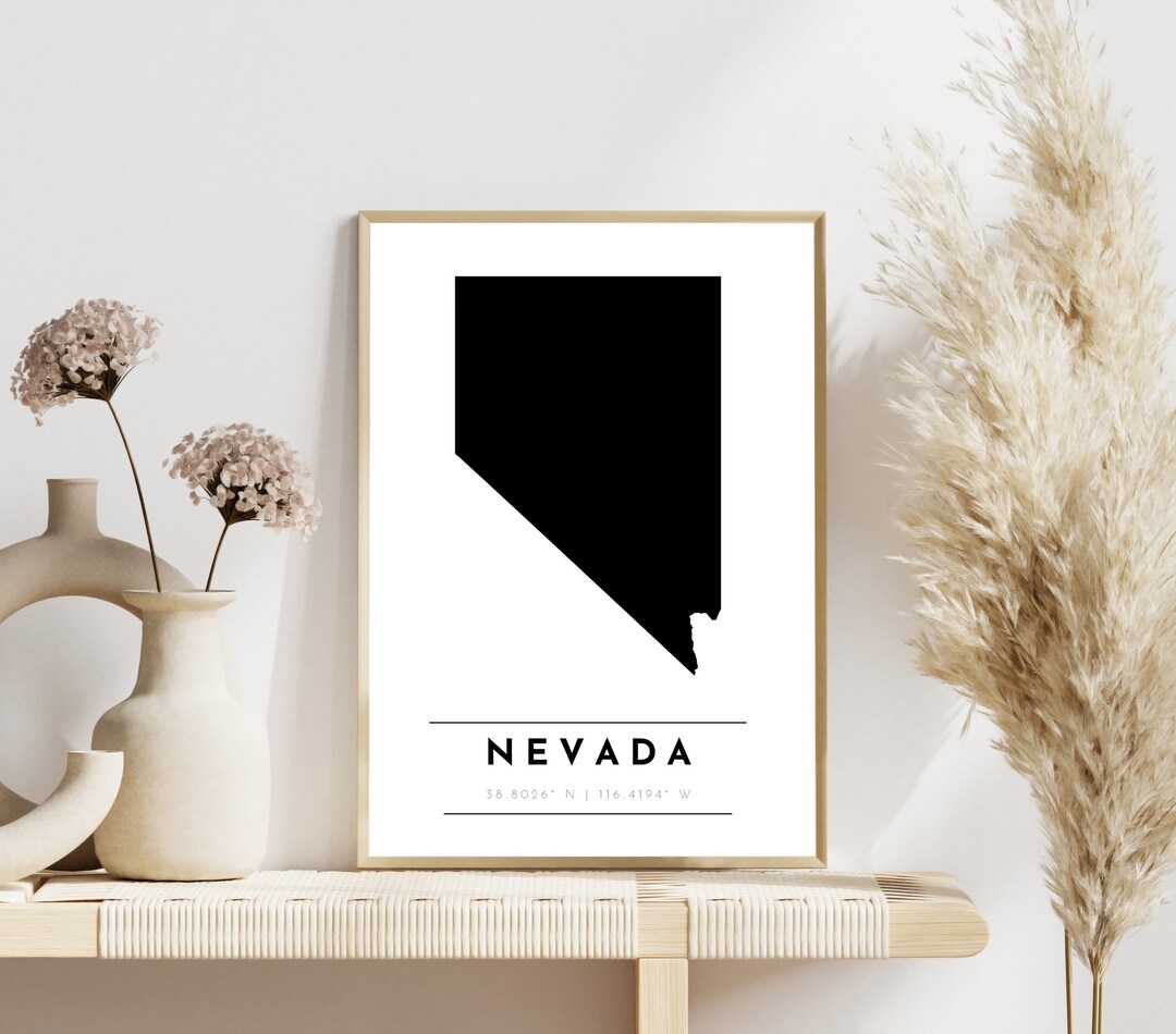 Nevada State Map Print | Map of Nevada | Digital Wall Art | Printable ...