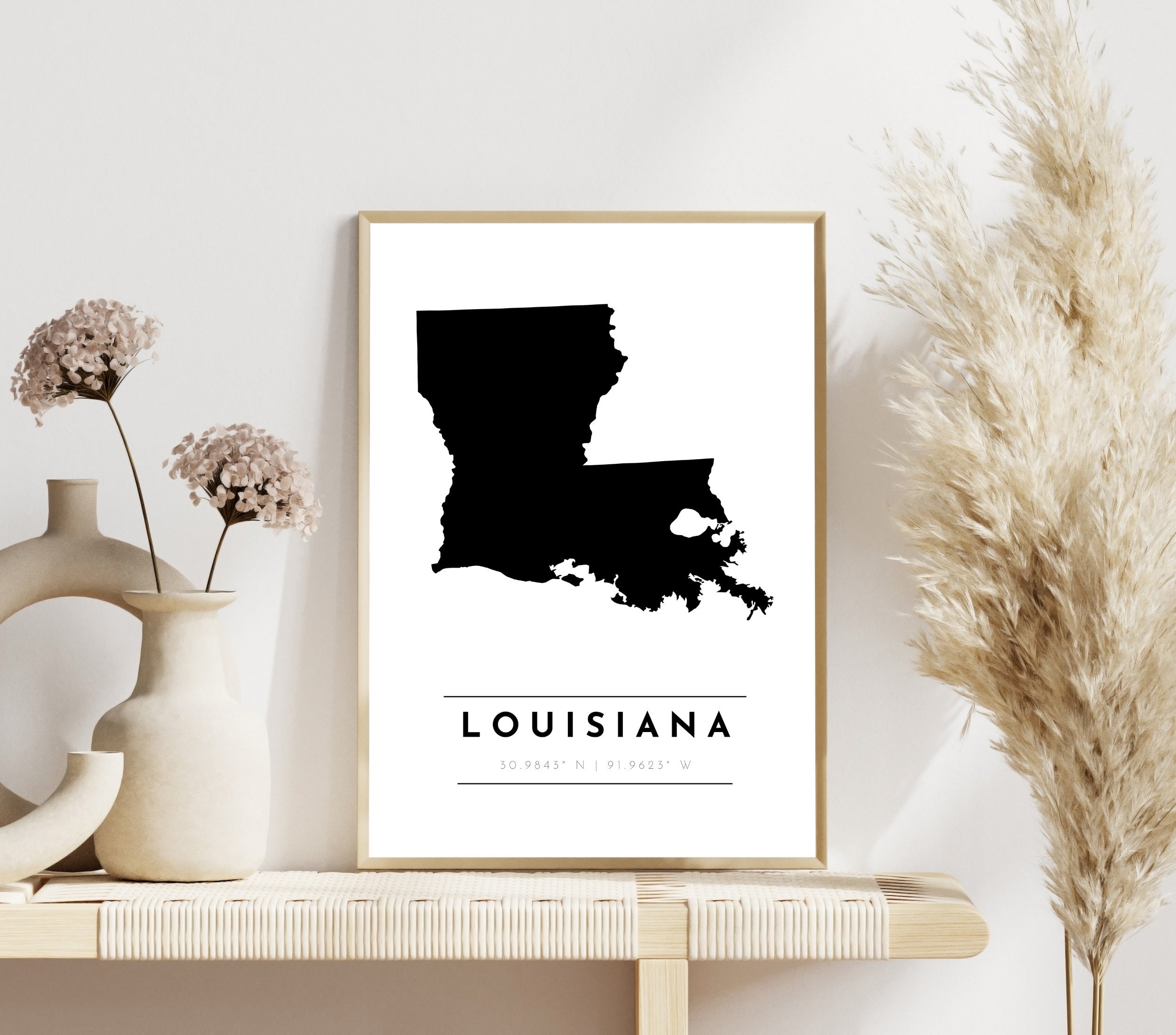 Louisiana State Map Print | Map of Louisiana | Digital Wall Art ...