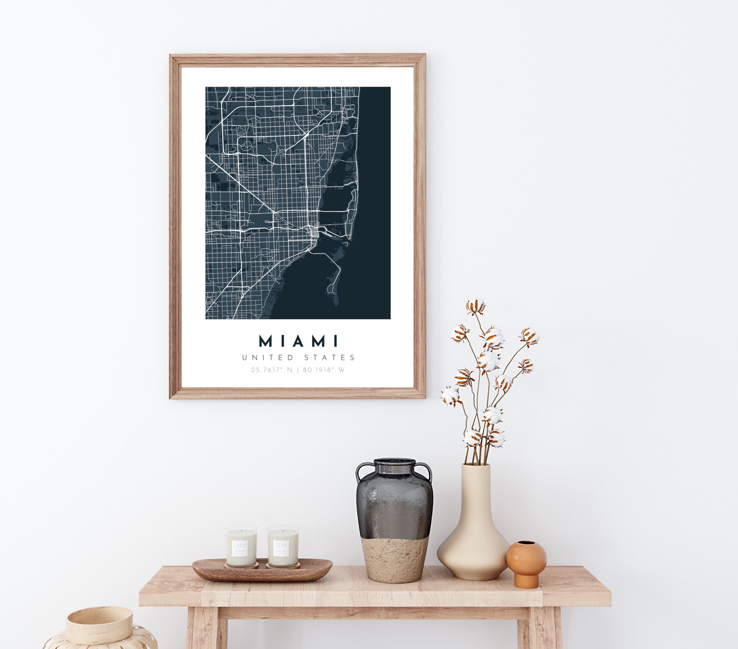 Miami City Map Print | Map of Miami | Digital Wall Art | Printable ...