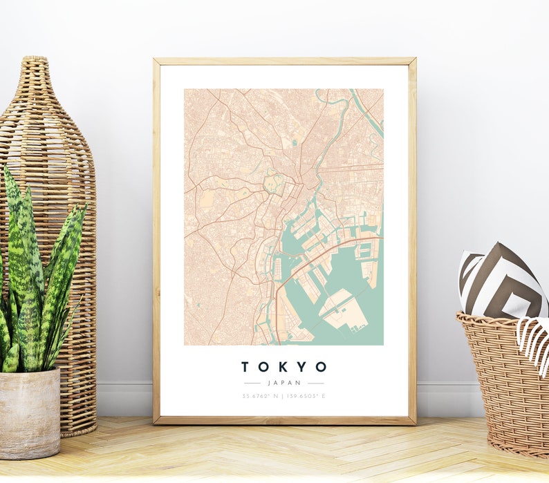 Tokyo Map Print | Map of Tokyo | Digital Wall Art | Printable Tokyo ...
