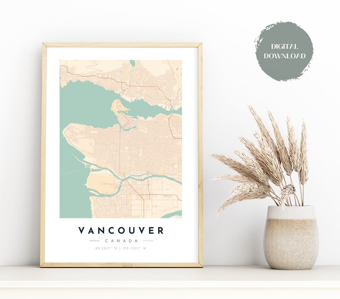 Vancouver Map Print | Map of Vancouver | Digital Wall Art | Printable ...
