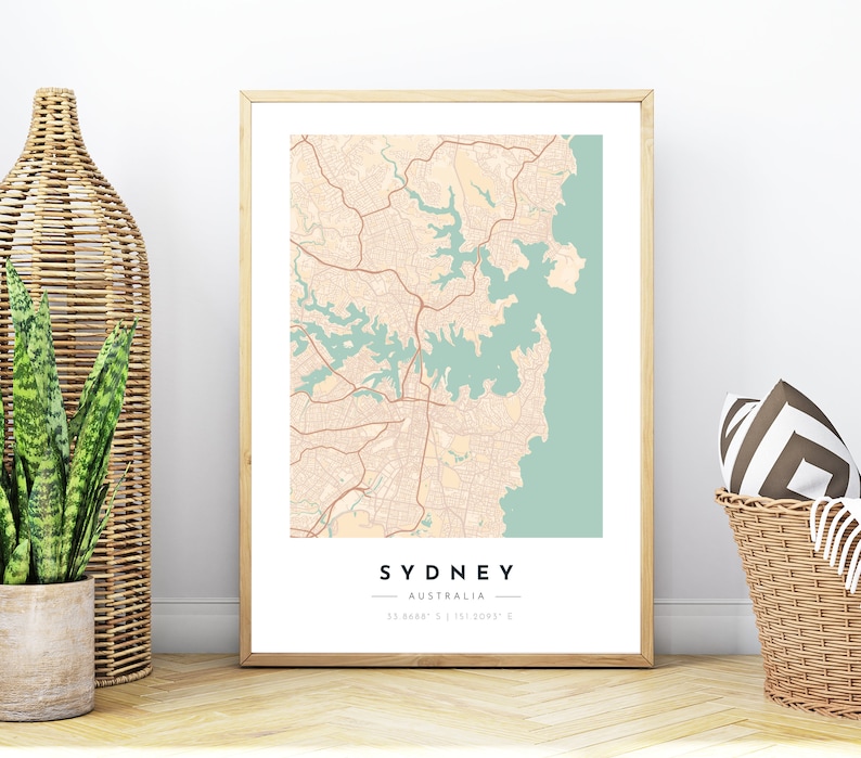 Sydney Map Print | Map of Sydney | Digital Wall Art | Printable Sydney ...