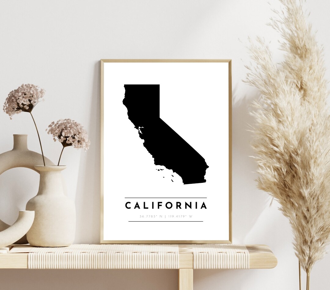 California State Map Print | Map of California | Digital Wall Art ...