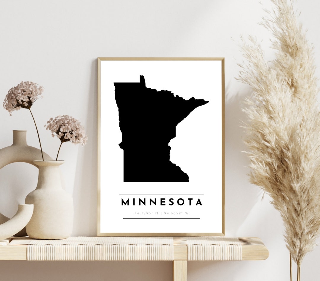 Minnesota State Map Print | Map of Minnesota | Digital Wall Art ...