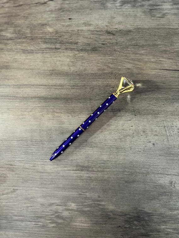 Office Blue and White Polka Dot Jewel Pen Home & Living Office & School ...