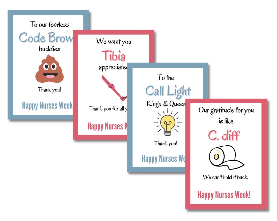 Nurses Week Printable Gift Tags, Nurses Week Funny Medical Cards, Nurse ...