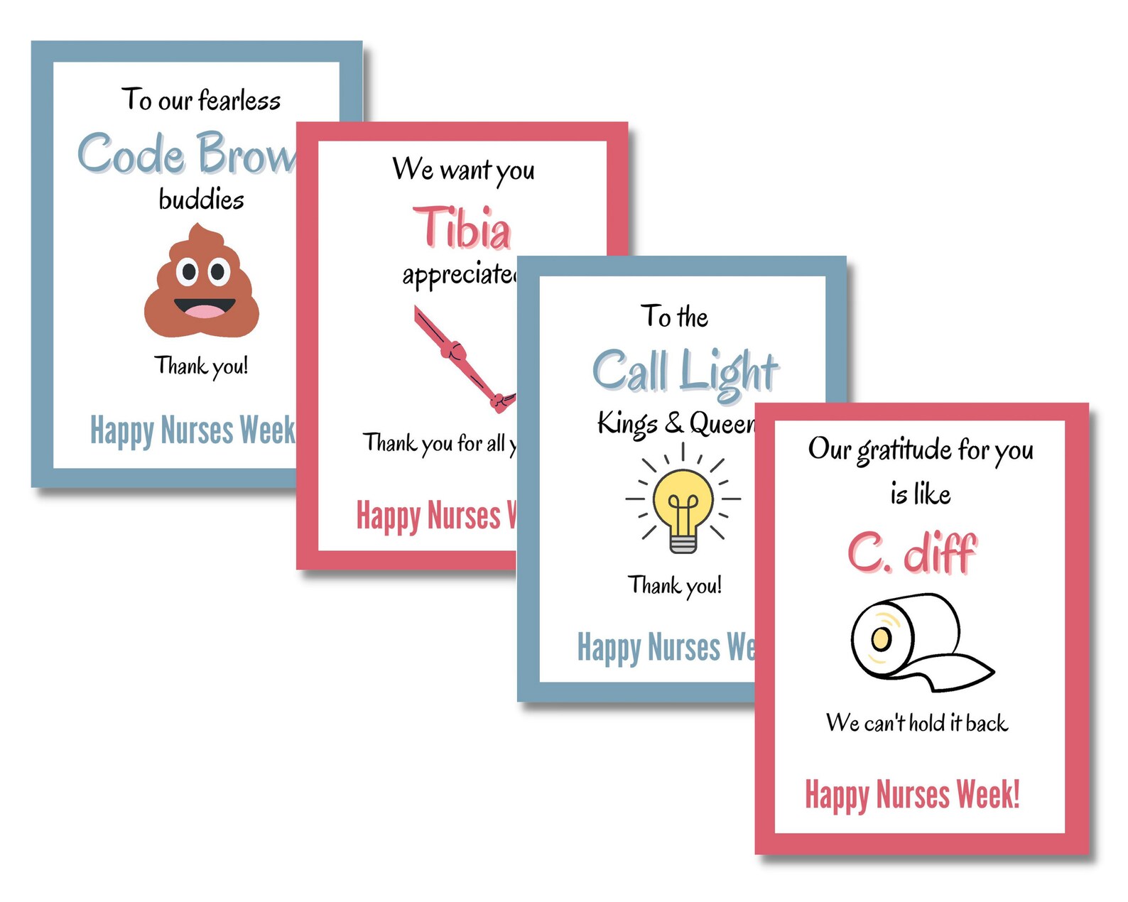 Nurses Week Printable Gift Tags, Nurses Week Funny Medical Cards, Nurse ...
