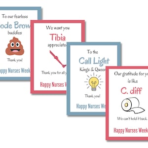 Nurses Week Printable Gift Tags, Nurses Week Funny Medical Cards, Nurse ...