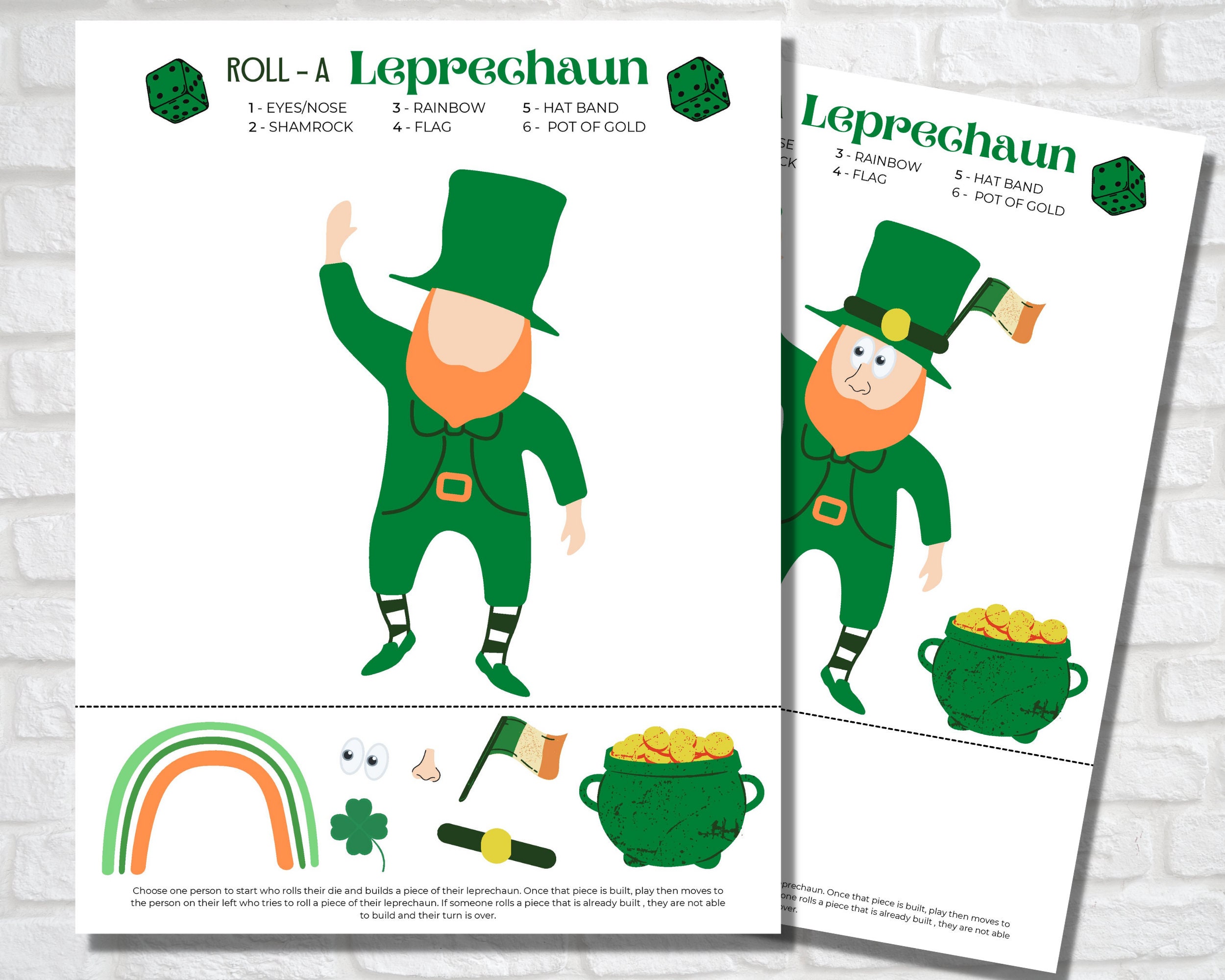 Roll a Leprechaun Dice Game for Kids, St. Patrick's Day Printable Game ...