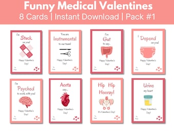 24 Funny Printable Medical Valentine's Day Cards - Etsy