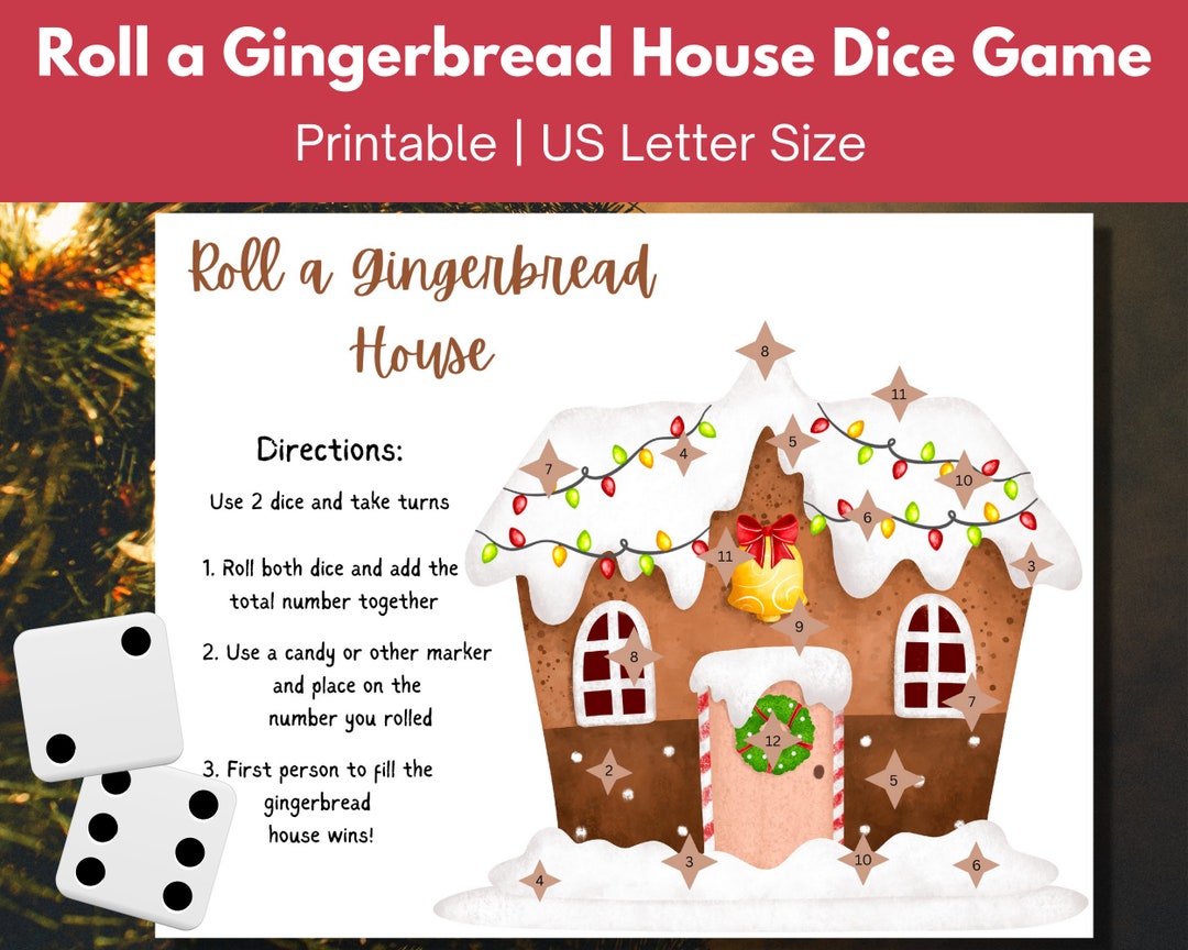 Roll a Gingerbread House Candy Dice Game for Kids & Adults Christmas ...
