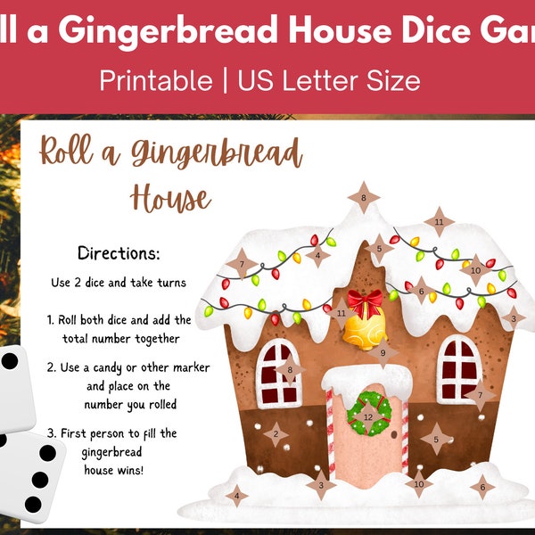 Gingerbread House Candy Dice Game - Etsy