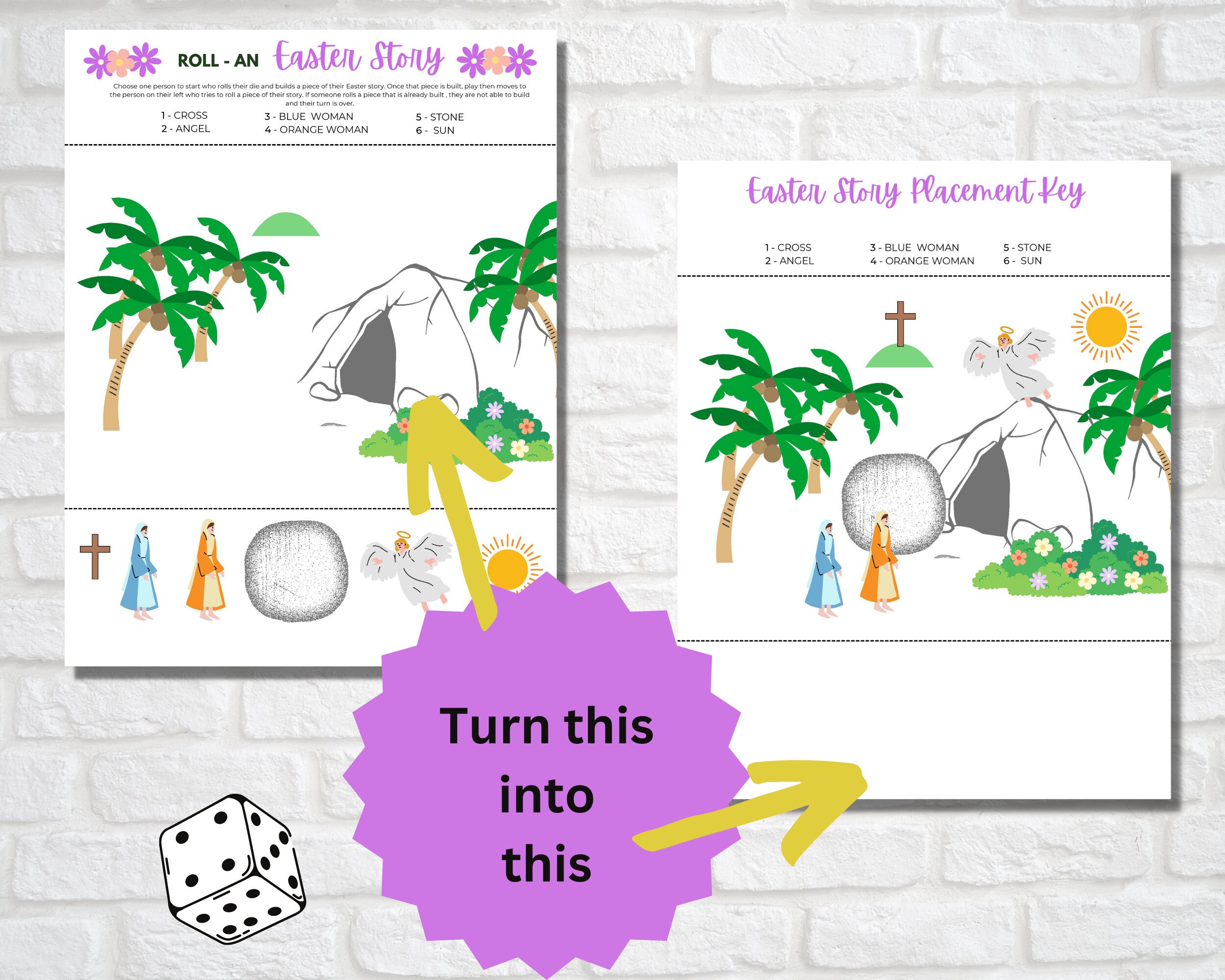 Roll an Easter Story Dice Game for Kids Easter Sunday Church - Etsy