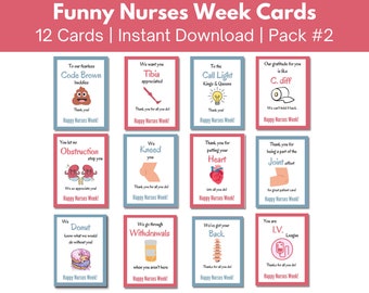 Nurses Week Printable Gift Tags, Nurses Week Funny Medical Cards, Nurse ...